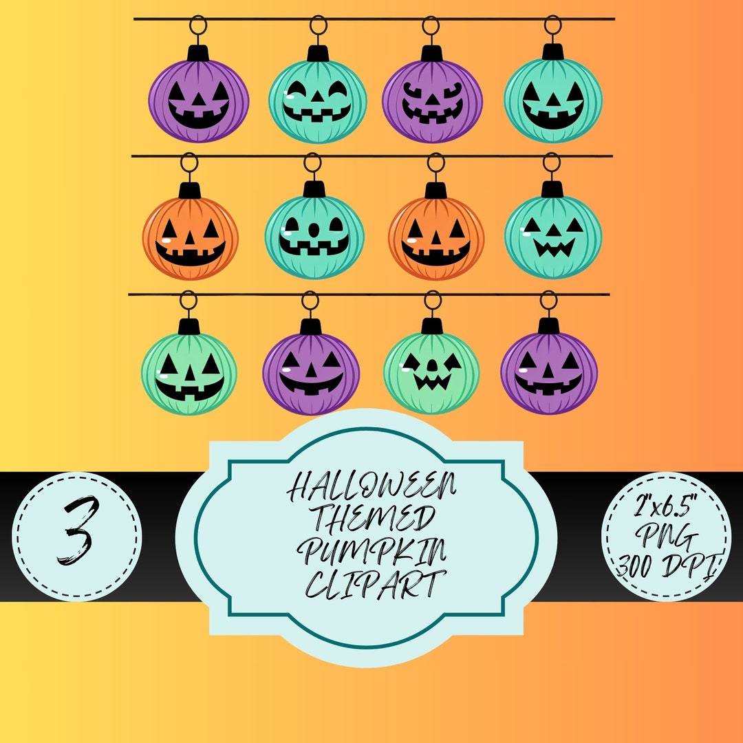 Halloween Theme Jack-o-lanterns Pumpkins Clipart Festive Graphics Set ...