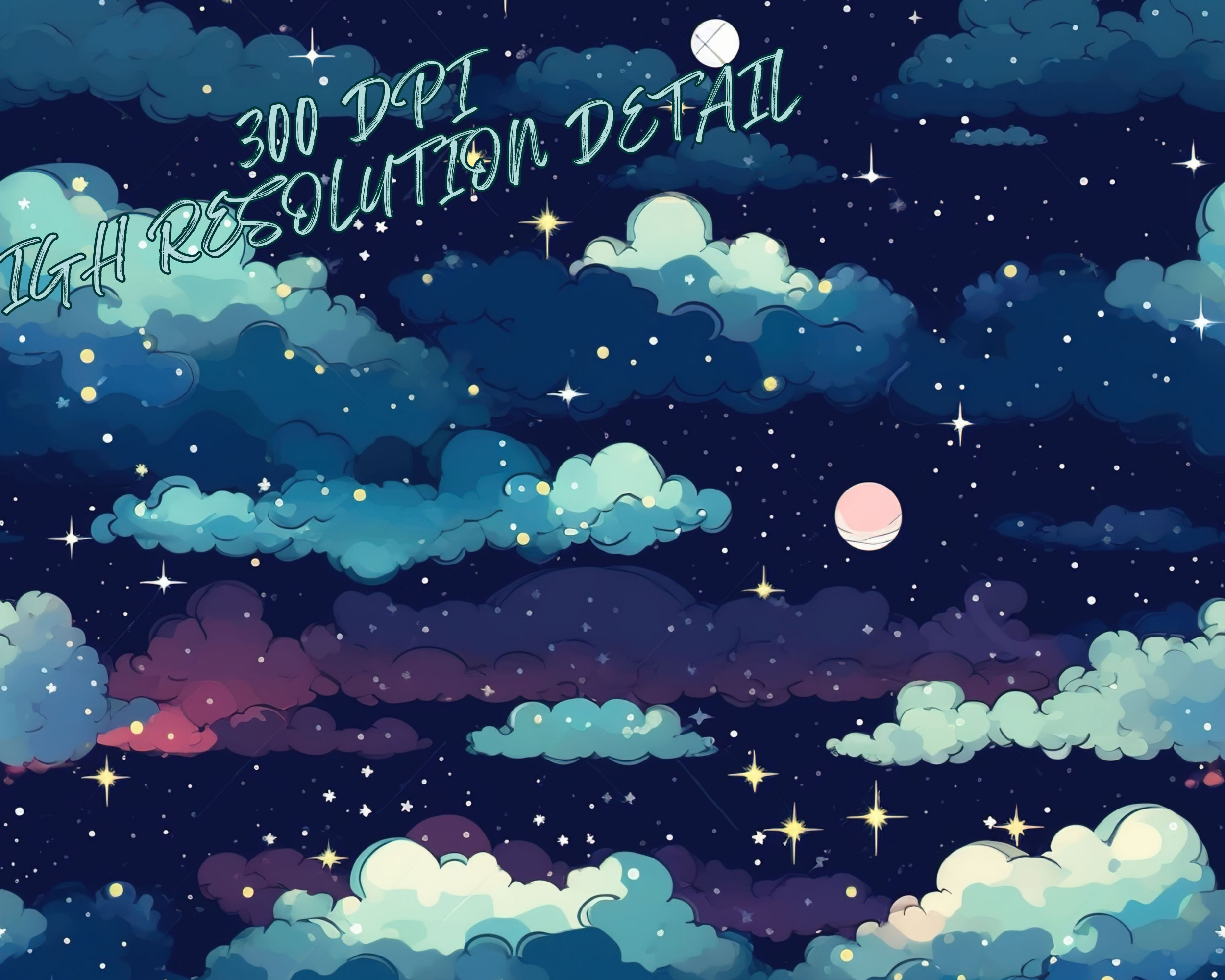 Anime Night Sky Digital Paper Seamless Pattern AI Digital Art Gift ...