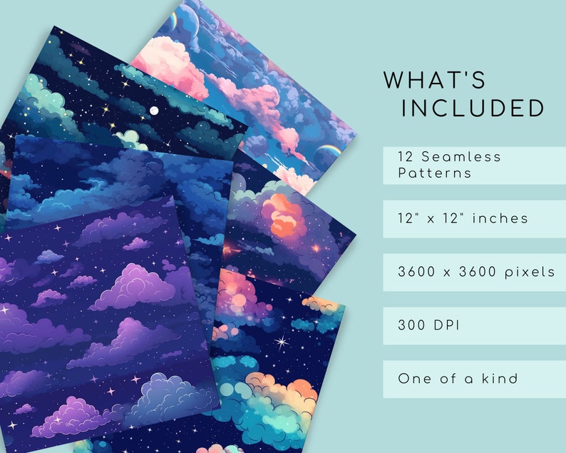 Anime Night Sky Digital Paper Seamless Pattern AI Digital Art Gift ...