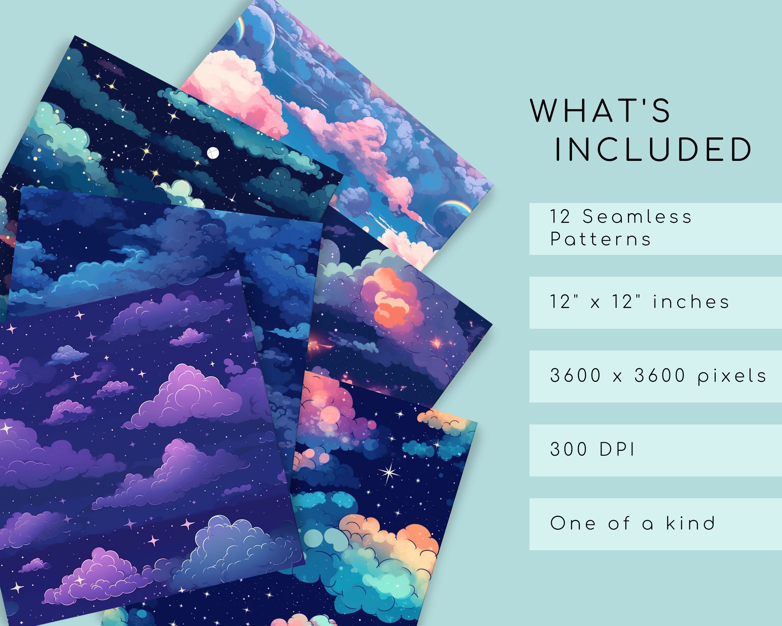 Anime Night Sky Digital Paper Seamless Pattern AI Digital Art Gift ...