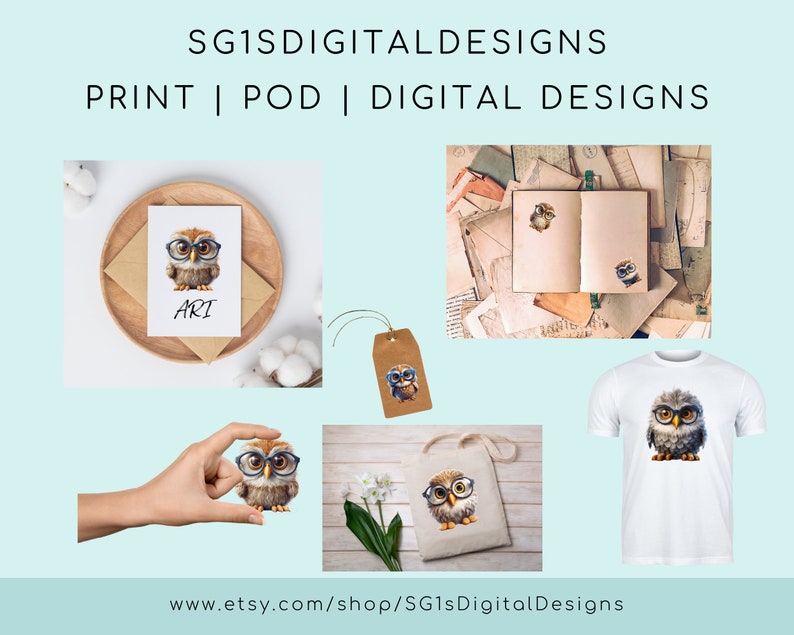 Owls With Glasses Clipart Whimsical Illustrations Digital - Etsy