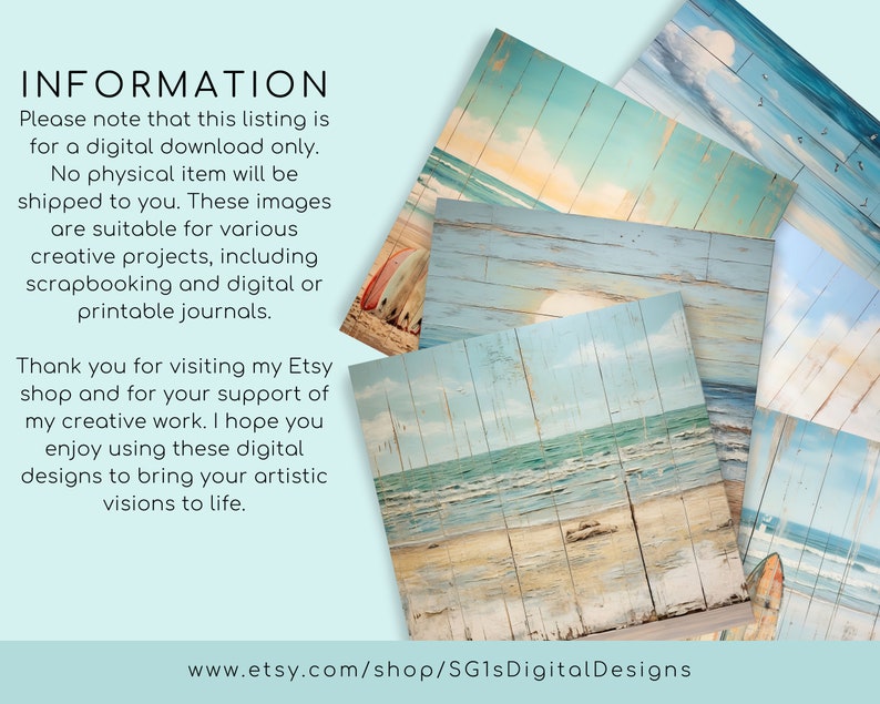 Beach on Old Wooden Boards Digital Paper Coastal Vintage Backgrounds ...