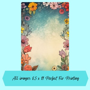 Floral Border Digital Paper Flowers Watercolor Design Flower Field ...