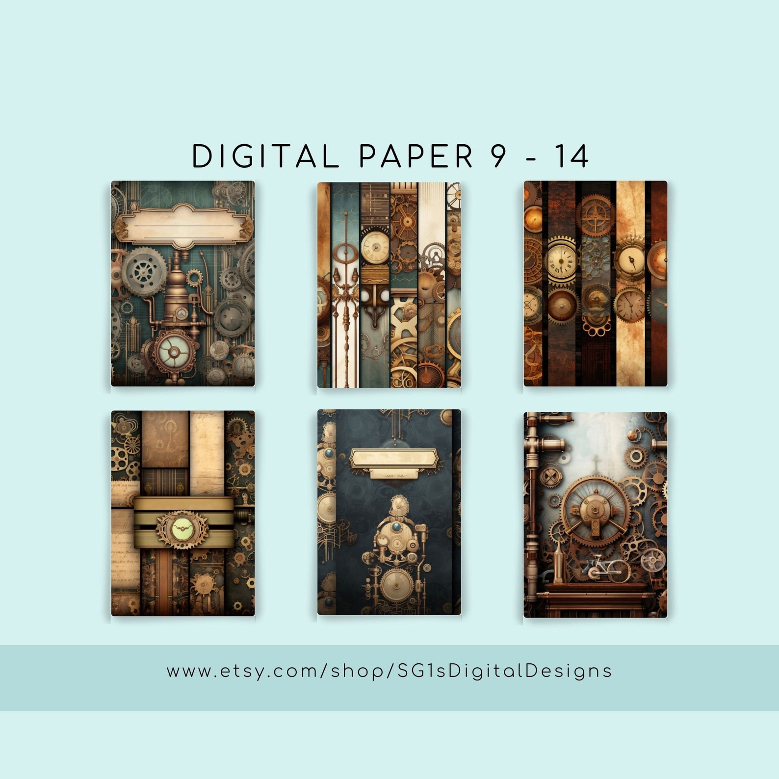 Steampunk Digital Paper Mechanical Designs Instant Download JPG Fantasy ...