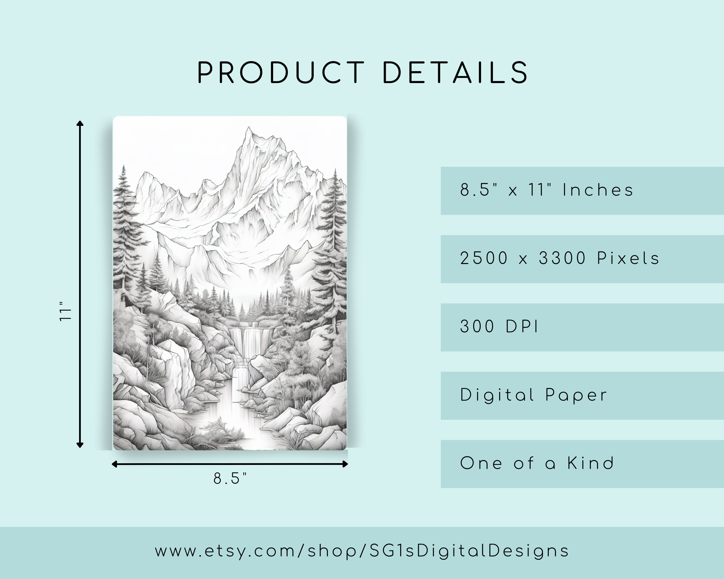 Mountain Scape Coloring Pages Tranquil Nature Scenes - Etsy