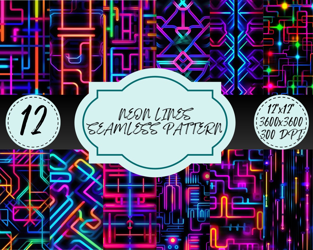 Neon Light Luminous Glow Patterns Neon Lines Glow Light Digital Paper ...