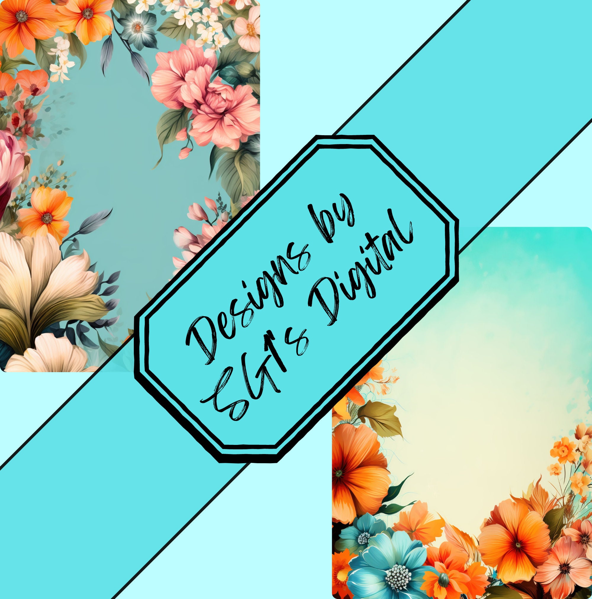 Floral Border Digital Paper Flowers Watercolor Design Flower Field ...