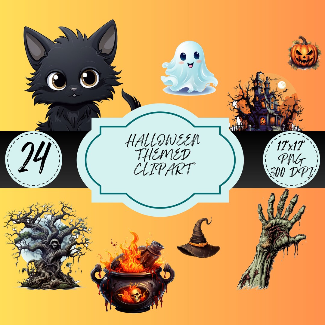 Halloween Themed Clipart Spooky Graphics Instant Download Creepy Spirit ...