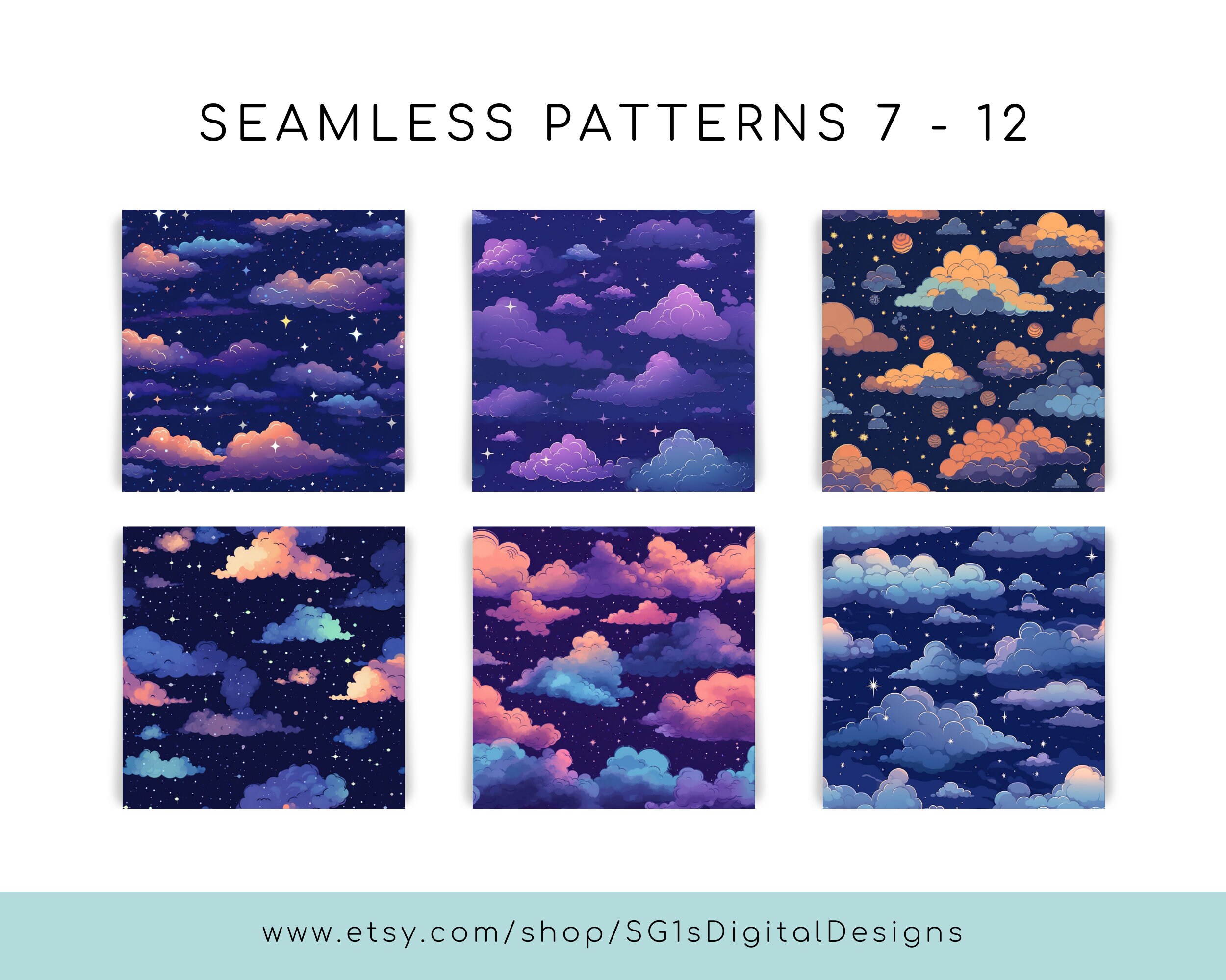 Anime Night Sky Digital Paper Seamless Pattern AI Digital Art Gift ...