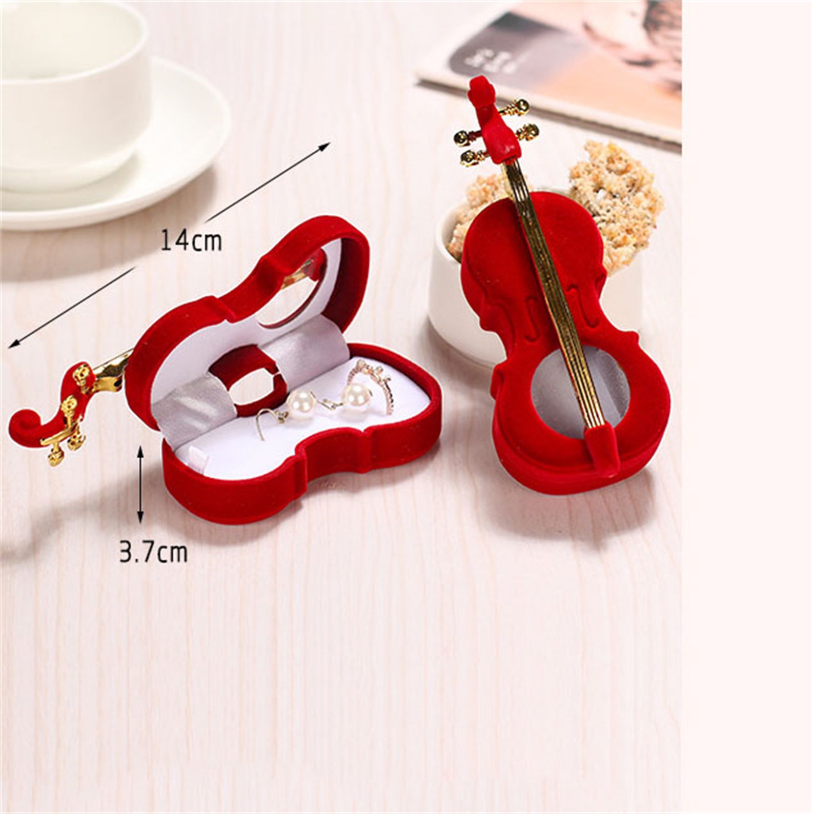 Cute Necklace Box Violin Shape Jewelry Ring Box Jewelry - Etsy
