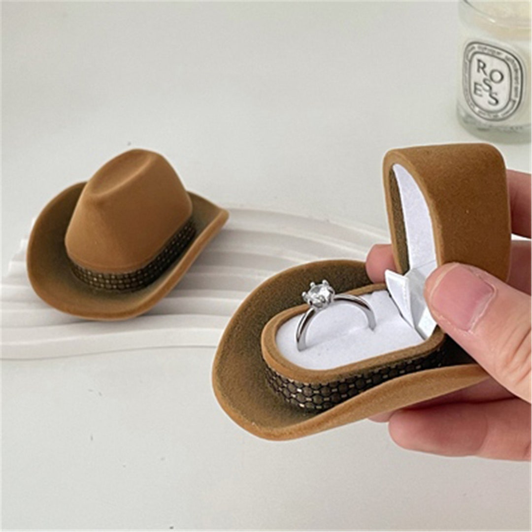 Cowboy Hat Ring Box Ring Box Tiny Ring Box Jewelry Box - Etsy