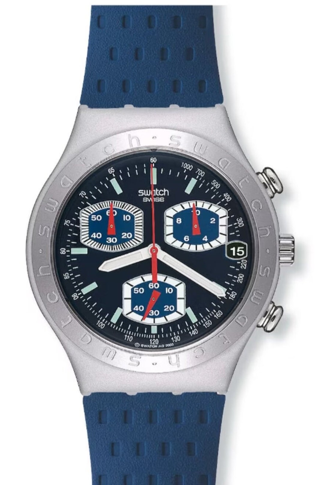 SWATCH IRONY CHRONO YCS4030 in Aluminum. Like New With Original Box and ...