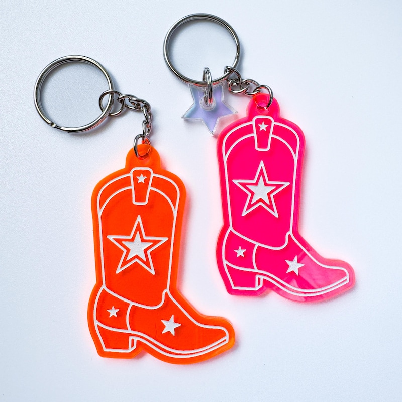 Cowgirl Boot Keychain - Etsy