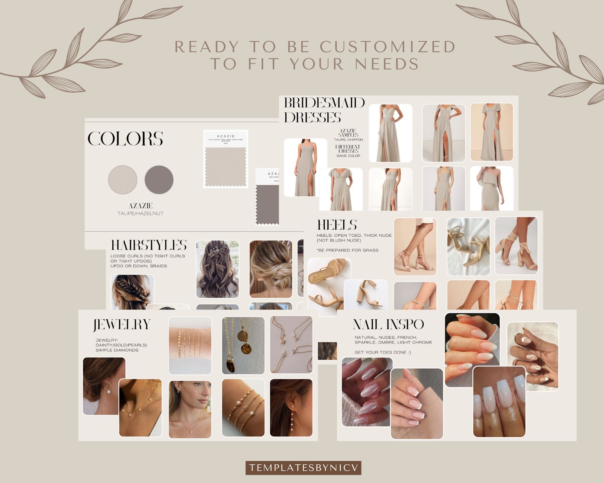 Bridesmaid + MOH Guide - Canva Template, Beige, Modern, Minimalistic ...