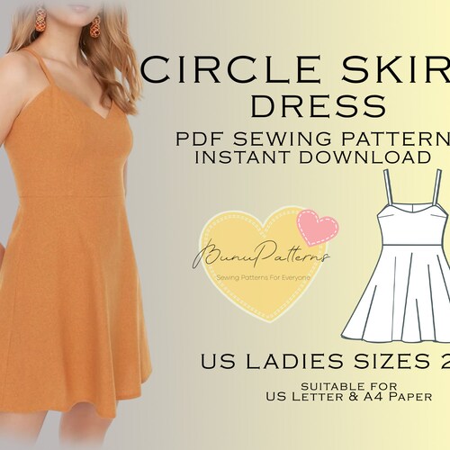 Circle Skirt Dress Sewing Pattern PDF Sewing Pattern Instant - Etsy