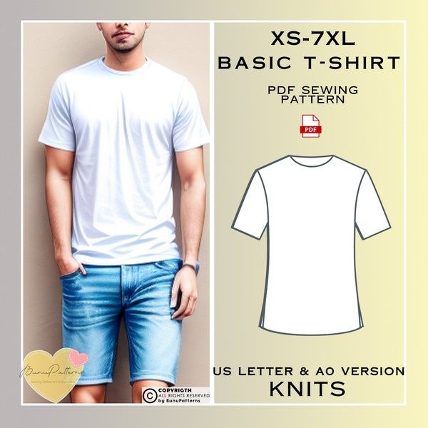 Mens Tee Shirt Sewing Patterns - Etsy