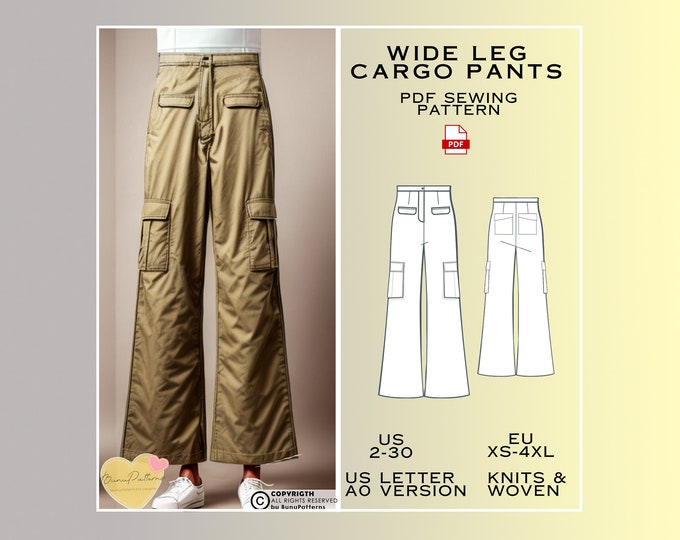 ELLA Linen Pants Sewing Pattern A4 Letter Straight Leg - Etsy