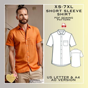 Men's Short Sleeve Linen Shirt Sewing Pattern: XS-7XL (PDF Pattern) - Etsy