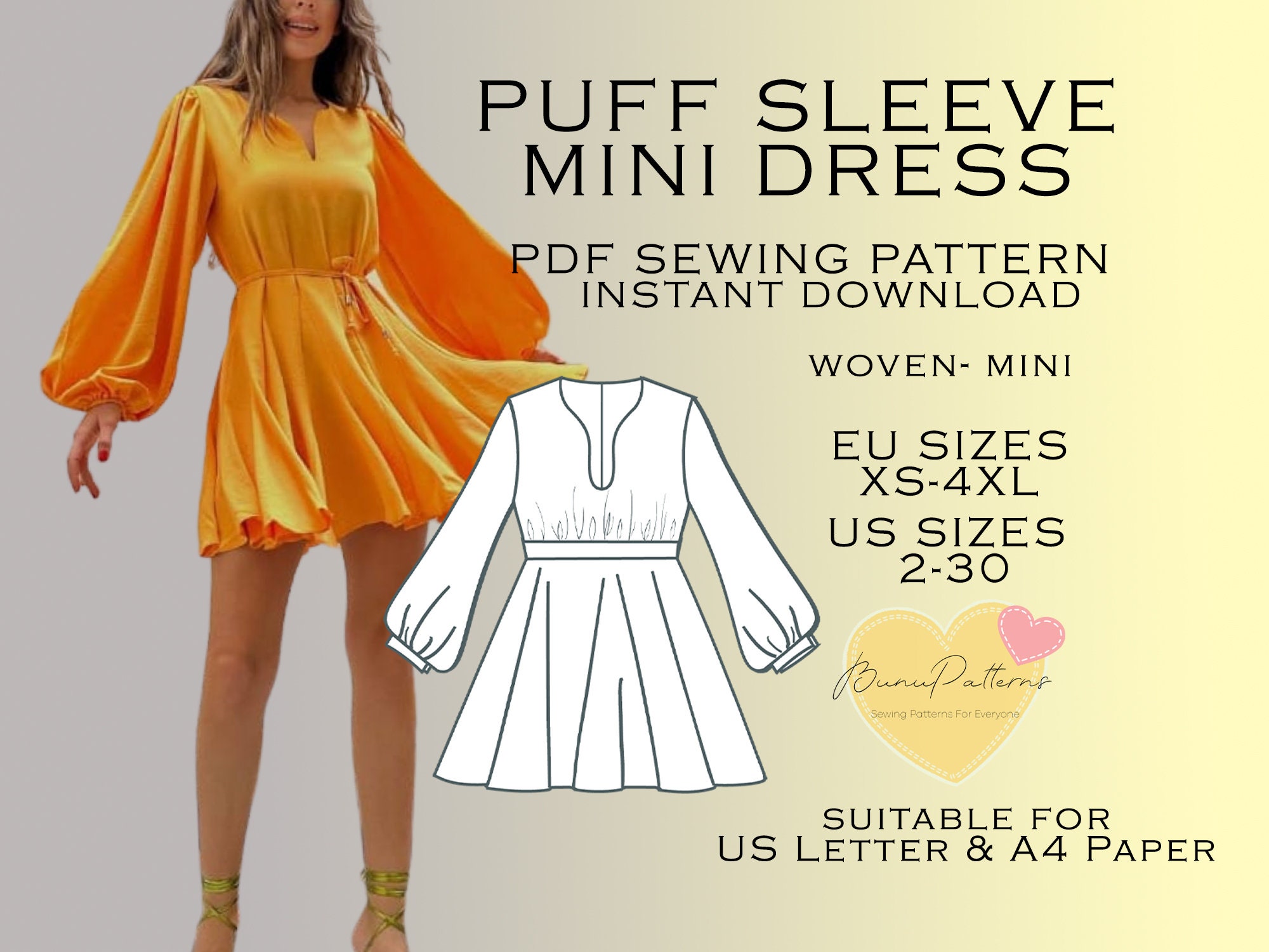 Mini Dress Sewing Pattern Everday Dress PDF Sewing Patterns - Etsy
