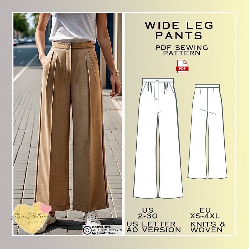 Plus Size Wide Leg Pants - Etsy