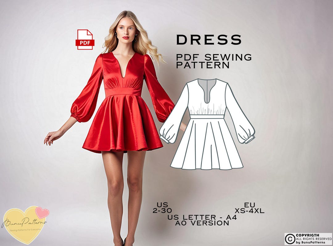 Mini Dress Sewing Pattern, Everday Dress, PDF Sewing Patterns, Summer ...