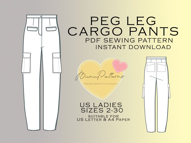 Peg Leg Cargo Pants Sewing Pattern Safari Trousers PDF Sewing - Etsy