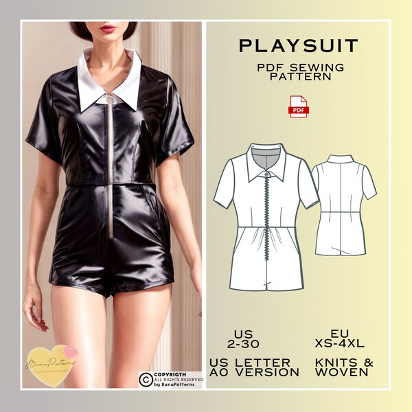 Womens Playsuit Sewing Pattern - Etsy