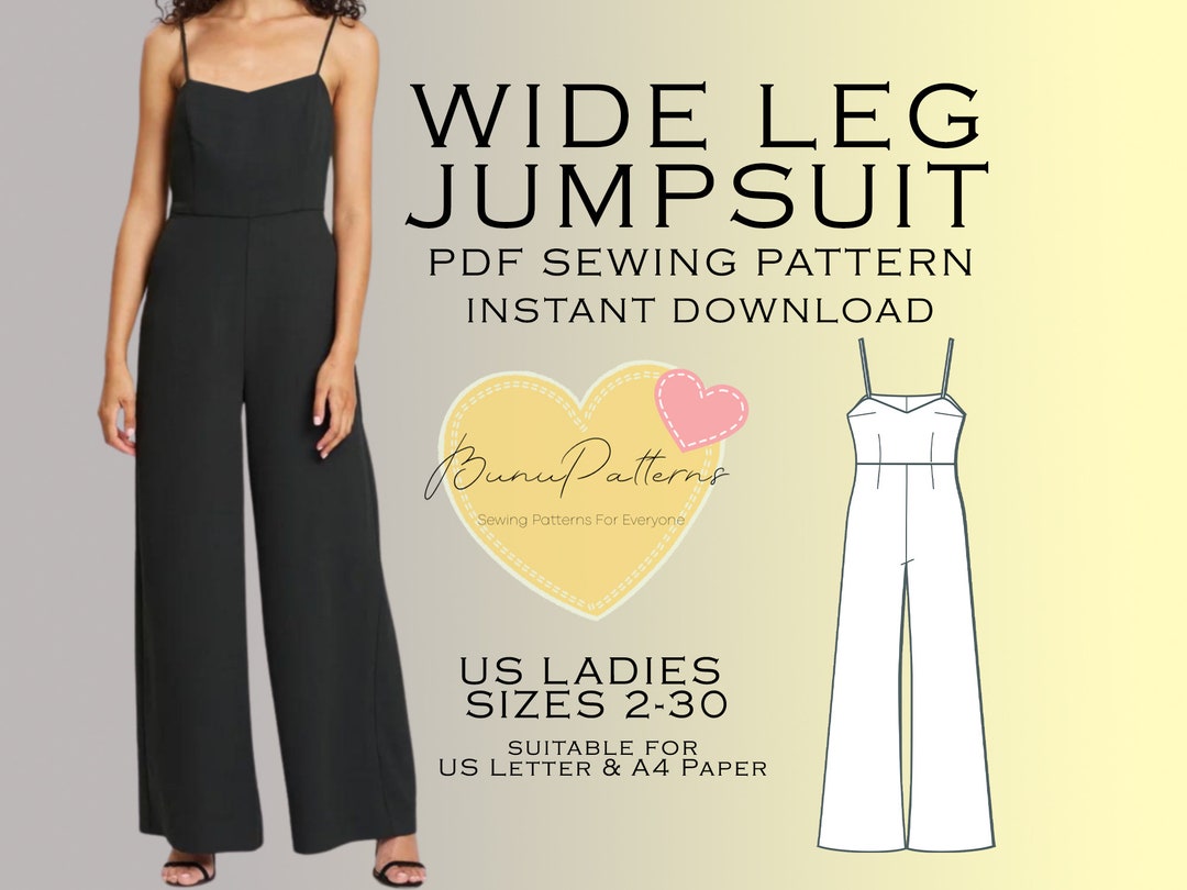 Wide Leg Jumpsuit Sewing Pattern Overall PDF Sewing Pattern - Etsy