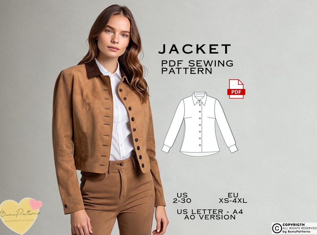 Jacket Sewing Pattern, Overcoat PDF Sewing Pattern Instant Download, US ...