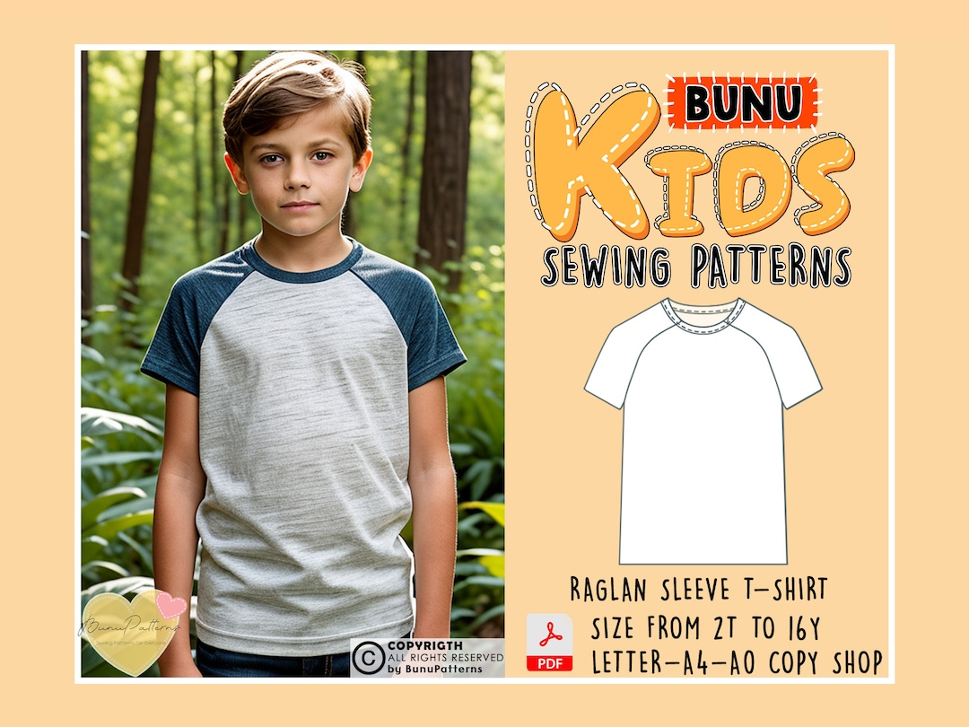 Kids' T-shirt Sewing Pattern, Toddler Short Sleeve Unisex T-shirt PDF ...