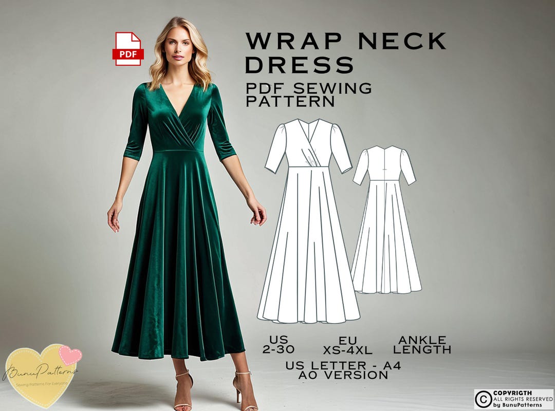 Surplice Dress Sewing Pattern: Prom, Party, Bridesmaid (PDF Pattern) - Etsy