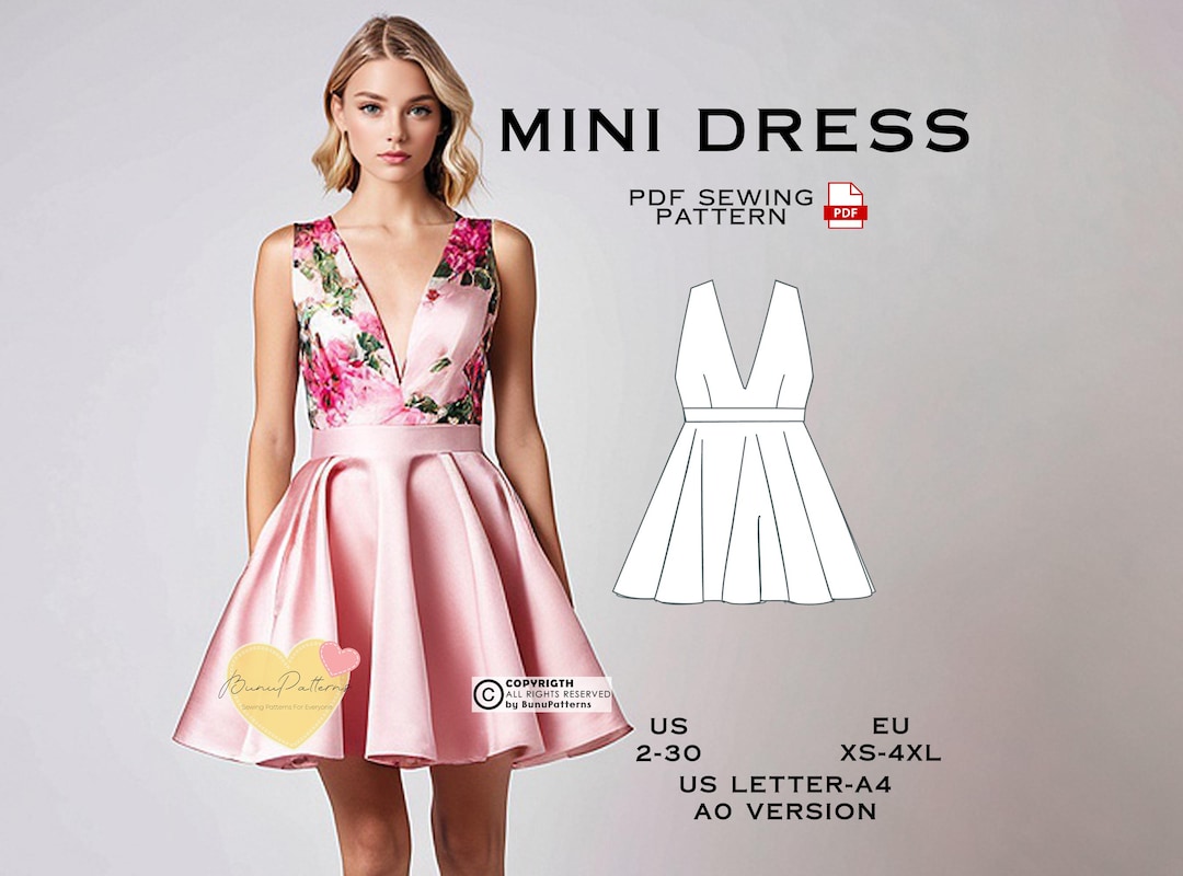 Mini Dress Sewing Pattern, Prom Dress, Summer Style (PDF Pattern) - Etsy