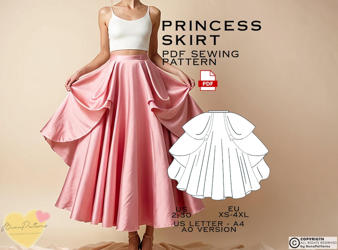 Princess Skirt Sewing Pattern, PDF Sewing Pattern Instant Download ...