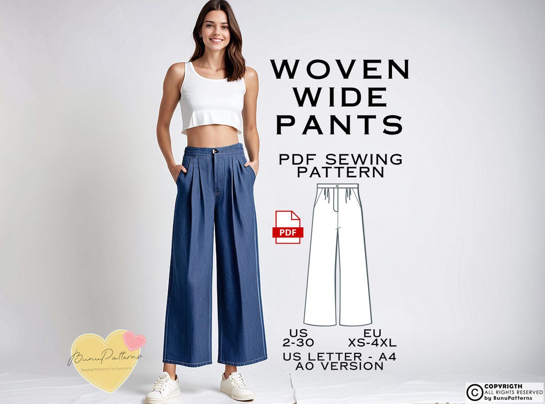Ankle Palazzo Pants Sewing Pattern: Plus Size (PDF Download) - Etsy