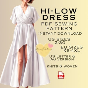 Hi-low Dress Sewing Pattern, Prom Dress PDF Sewing Pattern Instant ...