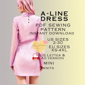 A-line Dress Sewing Pattern, Everyday Dress, Dress PDF Sewing Patterns ...
