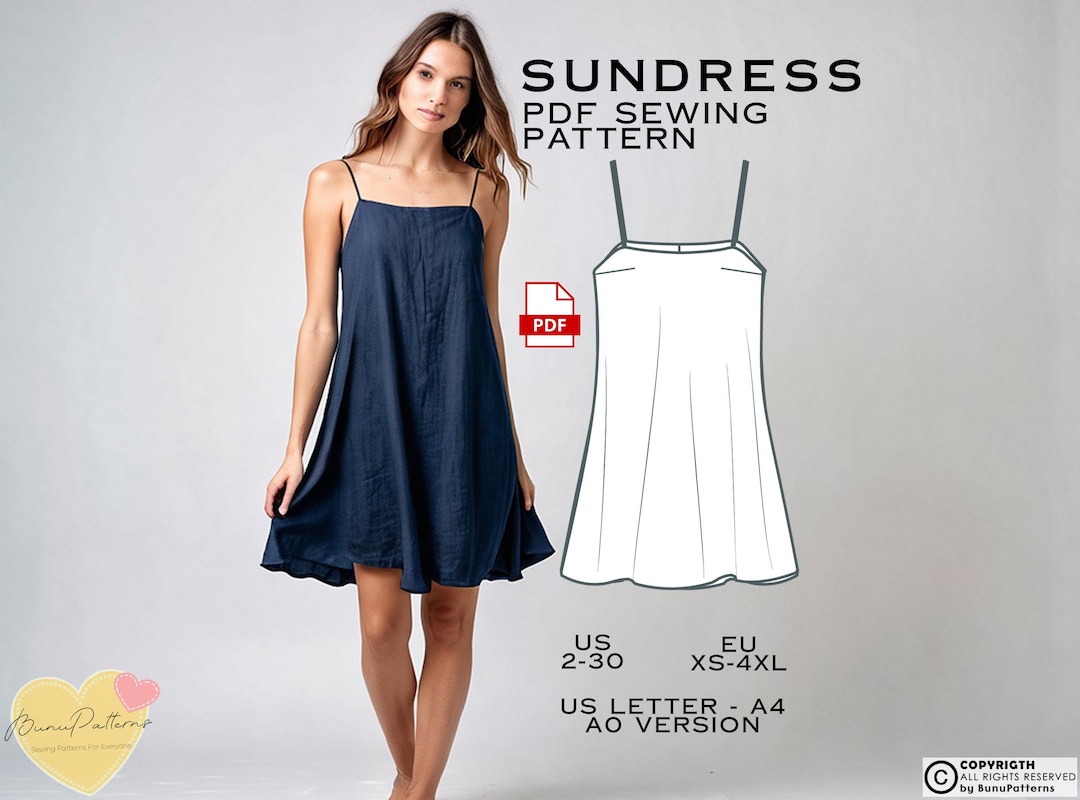 Summer Dress Sewing Pattern, Woman Dress PDF Sewing Pattern, Loose ...
