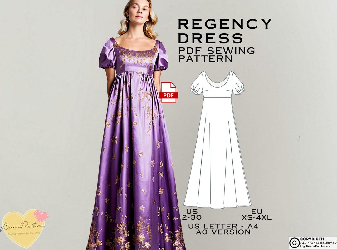 Regency Dress Sewing Pattern: Plus Size Fantasy Gown (PDF Pattern) - Etsy