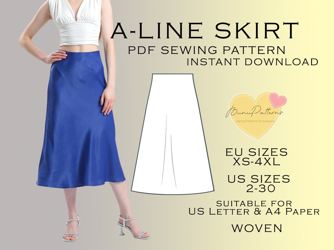 A-line Skirt Sewing Pattern Midi Length PDF Sewing Pattern - Etsy