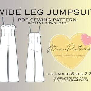 Wide Leg Jumpsuit Sewing Pattern Overall PDF Sewing Pattern - Etsy