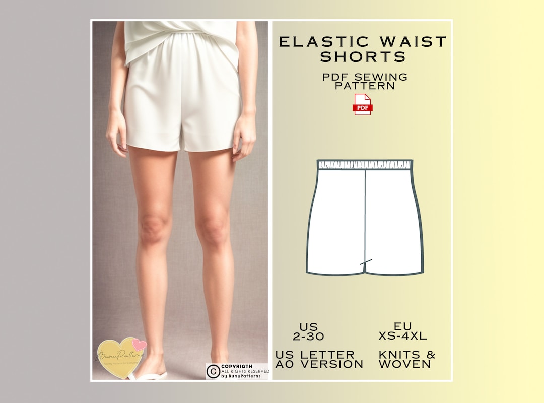 Straigth Leg Shorts Sewing Pattern, Casual Shorts PDF Sewing Pattern ...