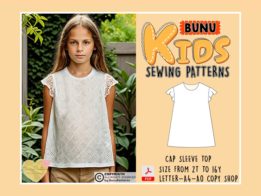 Girl's Cap Sleeve Top Sewing Pattern: Toddler Blouse (sizes 2T-16Y ...