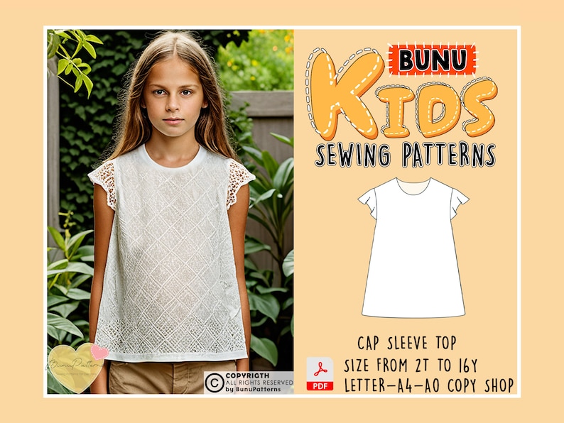 Girl's Cap Sleeve Top Sewing Pattern: Toddler Blouse (sizes 2T-16Y ...