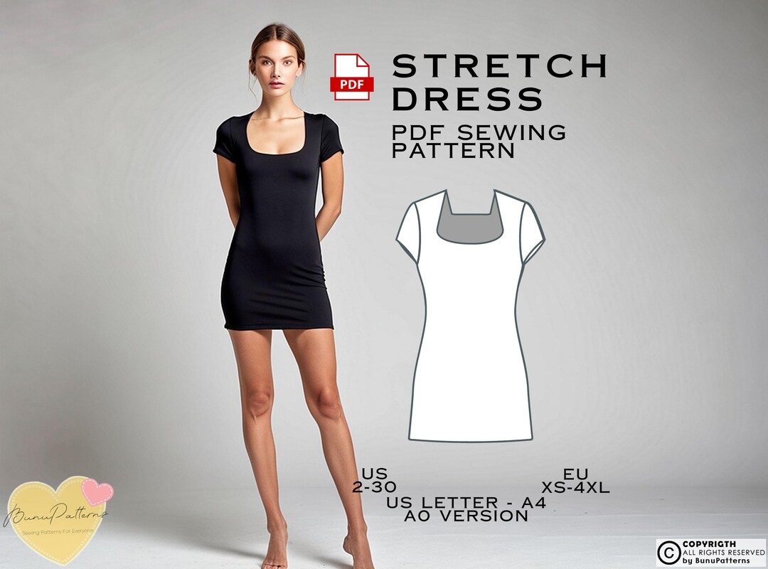 Stretch Mini Dress Sewing Pattern: Plus Size (PDF Download) - Etsy