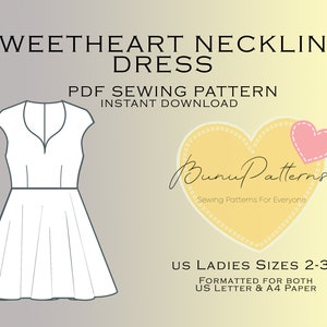 Sweetheart Neckline Dress Sewing Pattern PDF Sewing Pattern - Etsy