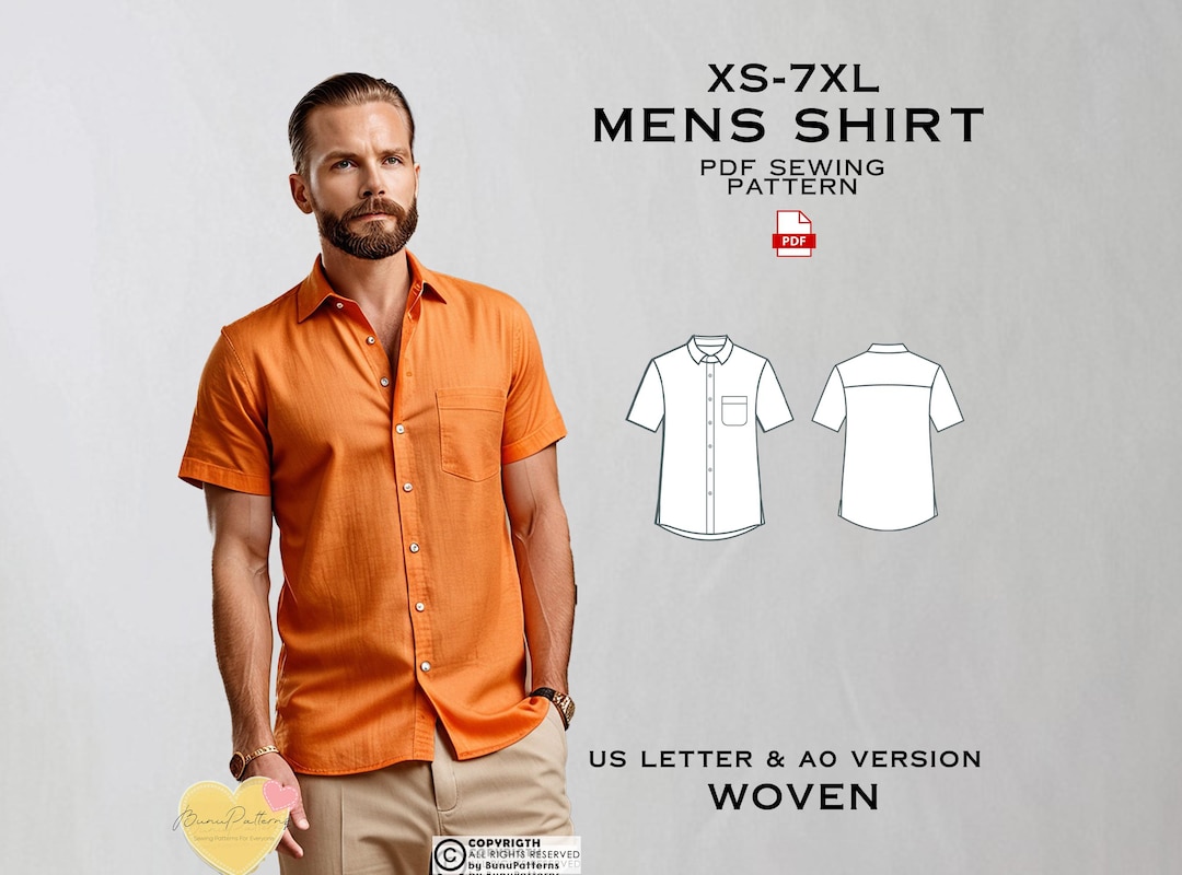 Men's Short Sleeve Linen Shirt Sewing Pattern: XS-7XL (PDF Pattern) - Etsy