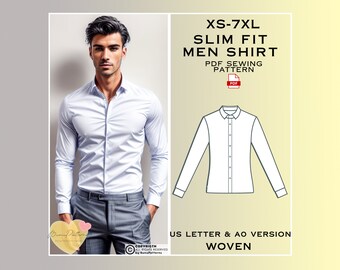 Mens Shirt Sewing Pattern, Man Classic Fit Shirt Sewing Pattern, PDF ...