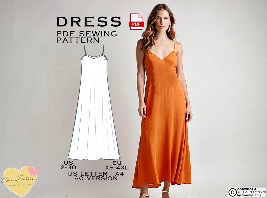 Wide Dress Sewing Pattern, A-line Dress PDF Sewing Pattern, Summer ...