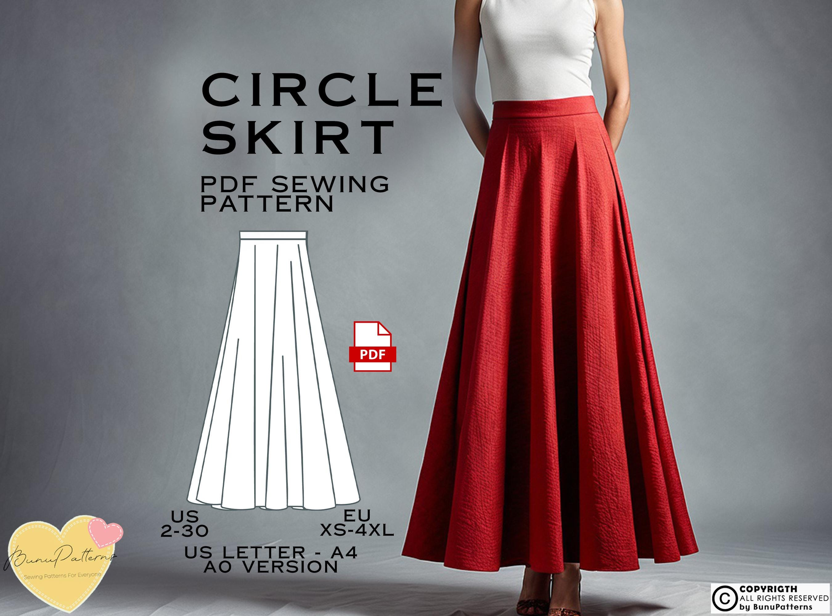 Full Length Circle Skirt Sewing Pattern, US 2-30 (PDF Pattern) - Etsy