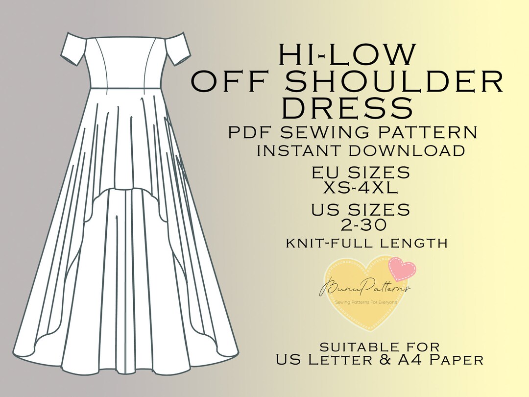 Hi-low off Shoulder Dress Sewing Pattern Prom Dress PDF - Etsy